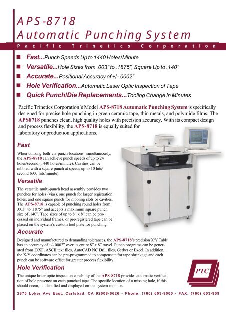 APS-8718 Automatic Punching System