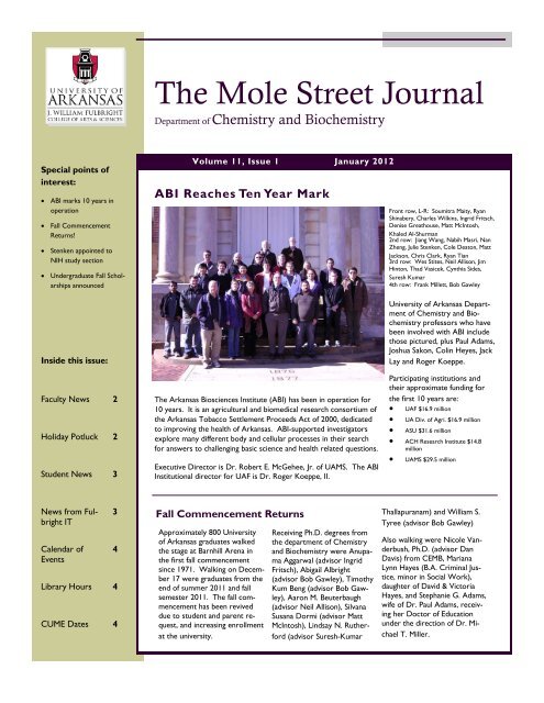 MOLE Jan 12.pub - Chemistry & Biochemistry - University of Arkansas