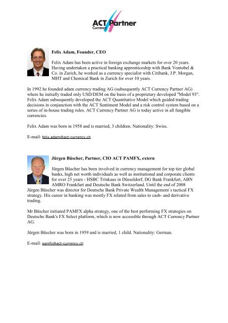 Felix Adam, Founder, CEO Felix Adam has been - ACT Currency ...