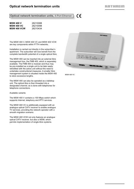 Optical network termination units - Kathrein