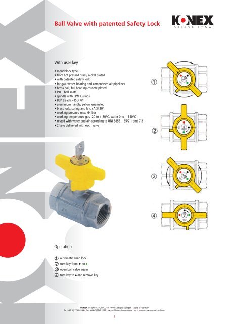 Ball Valve with patented Safety Lock - konex international