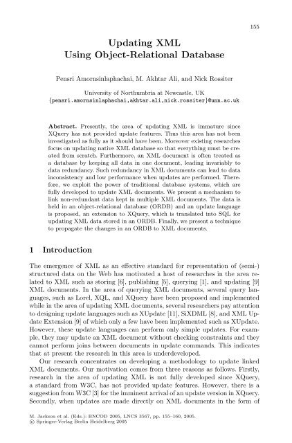 Updating Xml Using Object Relational Database School Of 8821