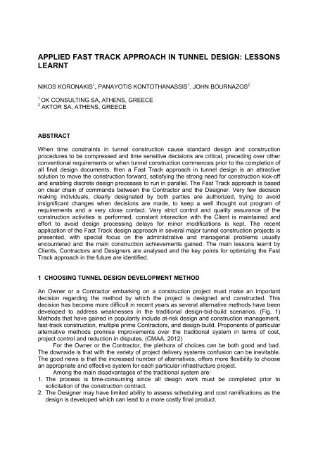 applied fast track approach in tunnel design - Omikron Kappa