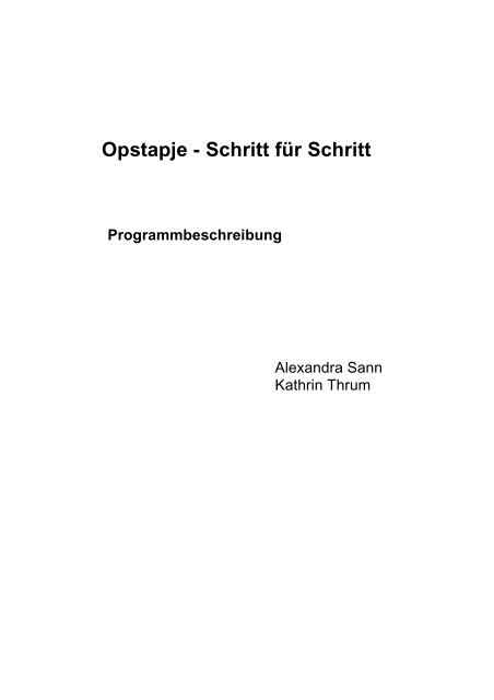 Programmbeschreibung - Opstapje Deutschland eV