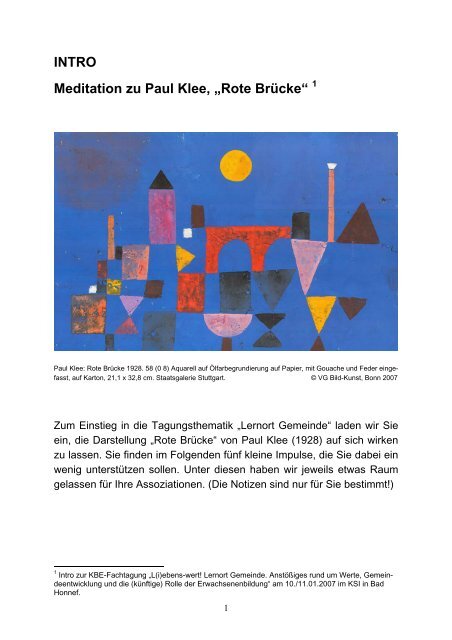 INTRO Meditation zu Paul Klee,