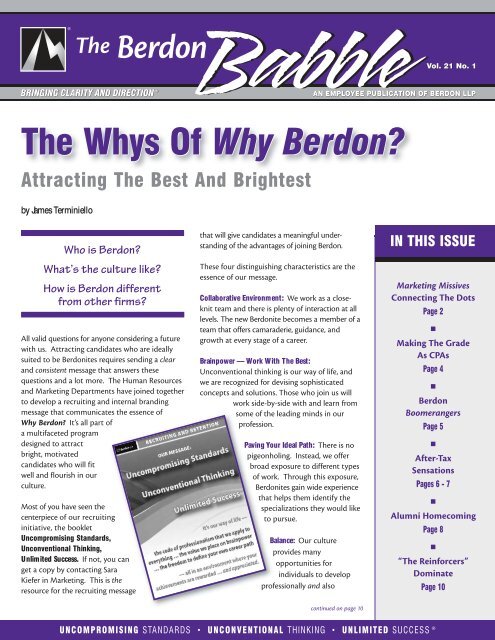 Berdon Babble Vol. 21 No. 1 - Berdon LLP