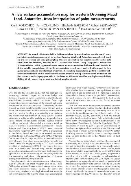 A new surface accumulation map for western Dronning Maud Land ...