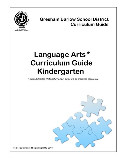 Language Arts* Curriculum Guide Kindergarten