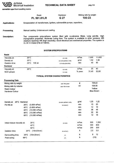 Electrical Insulation TECHNICAL DATA SHEET pag.1/3