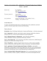 Course outline - Chemical Engineering
