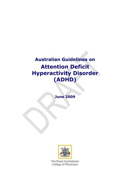 Australian Guidelines on Attention Deficit Hyperactivity Disorder