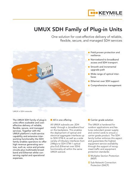 UMUX SDH Family of Plug-in Units - KEYMILE