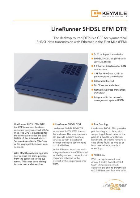 Data Sheet LineRunner SHDSL EFM DTR - KEYMILE