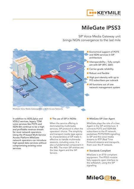 Data Sheet SIP Voice Media Gateway IPSS3 - KEYMILE