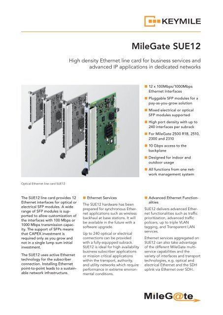 Data Sheet 12-port Optical/Electrical Ethernet Unit - KEYMILE