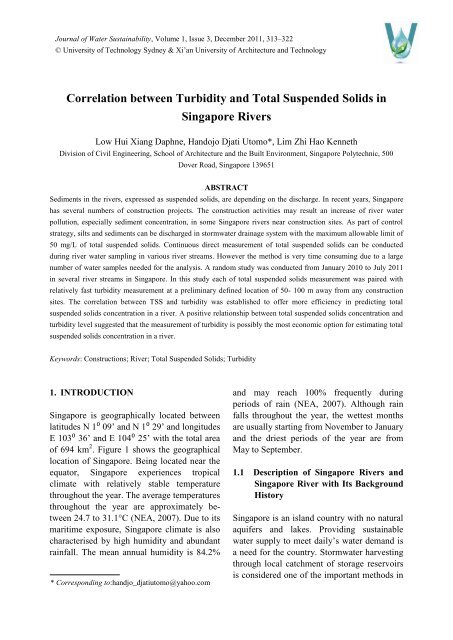 Correlation between Turbidity and Total Suspended Solids in ...