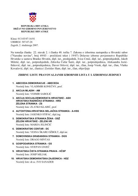 izborna jedinica - Državno izborno povjerenstvo RH