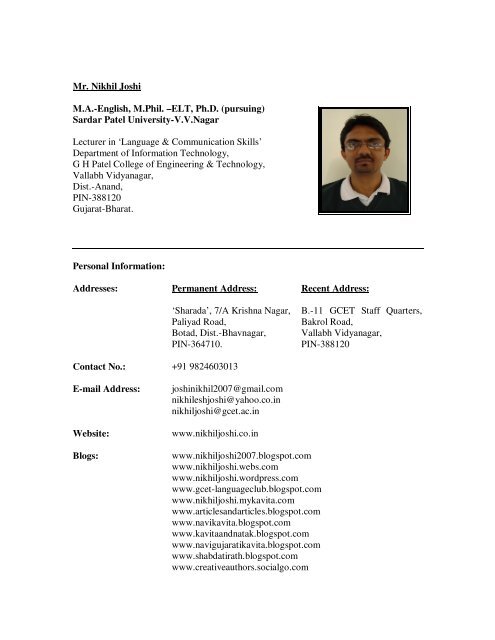 Mr. Nikhil Joshi - G. H. Patel College of Engineering and Technology