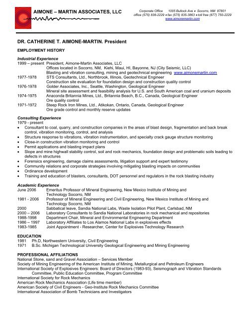 DR. CATHERINE T. AIMONE-MARTIN. President AIMONE ...