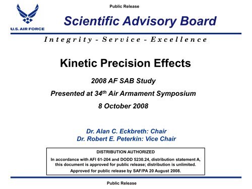Kinetic Precision Effects Study for AAS - NDIA : Gulf Coast Chapter