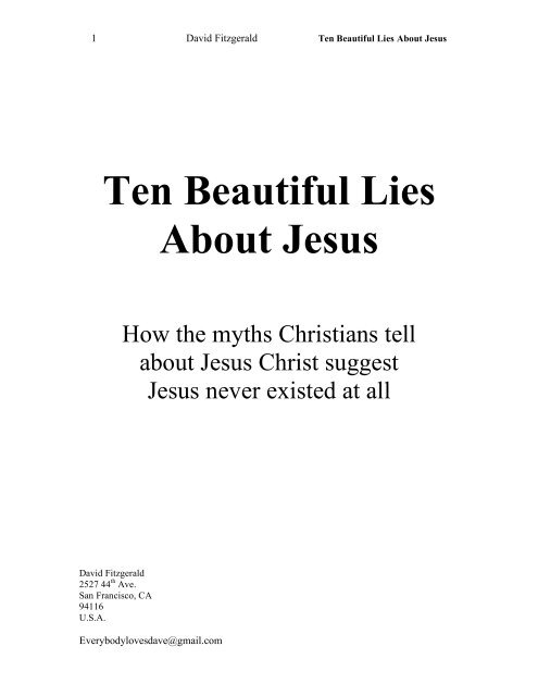 Ten Beautiful Lies About Jesus - The Myth of Nazareth