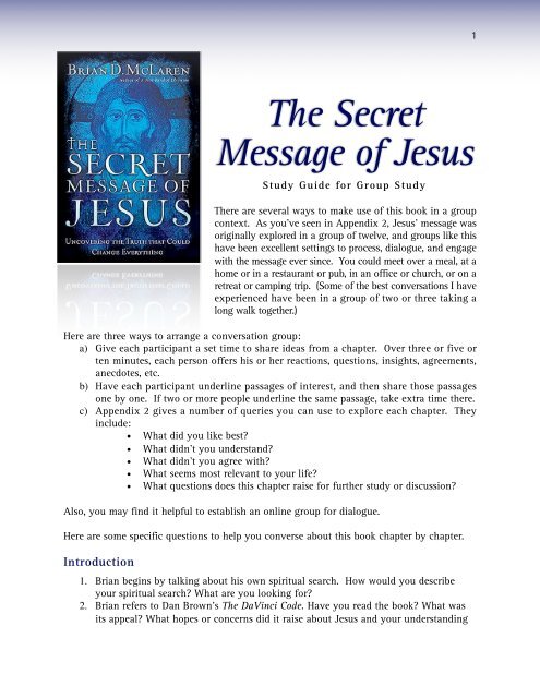 Secret Message of Jesus Study Guide - Brian McLaren