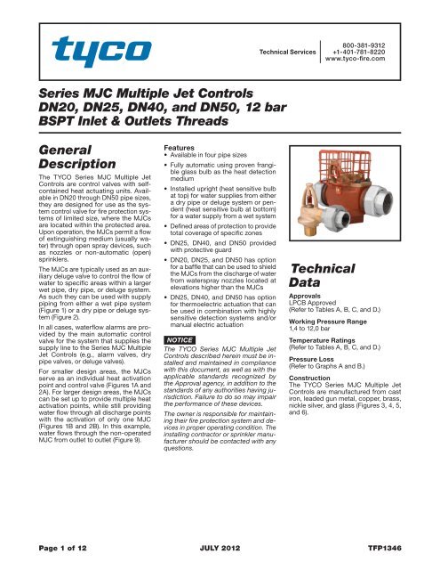 Series MJC Multiple Jet Controls DN20, DN25, DN40, and DN50, 12 ...