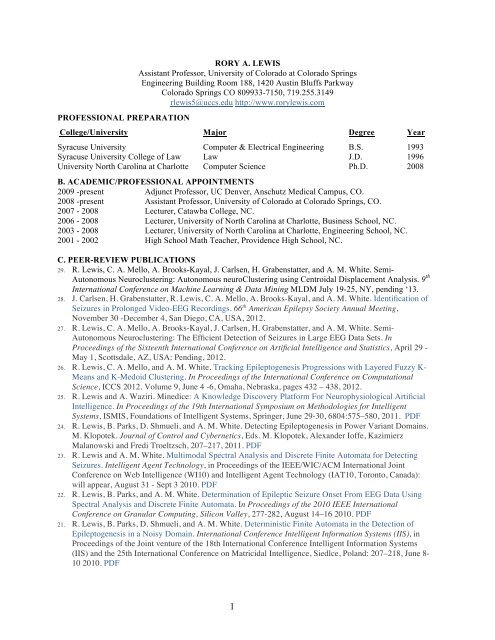 curriculum vitae pdf - Rory Lewis