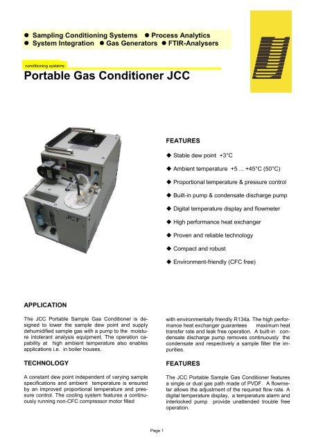 Portable Gas Conditioner JCC - JCT Analysentechnik GmbH