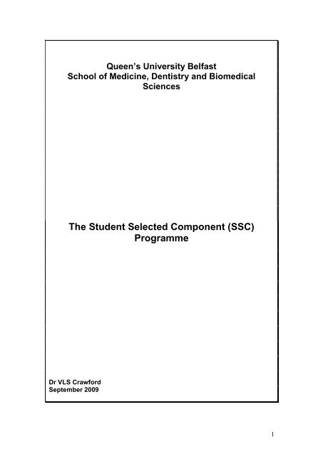 (SSC) Programme - Queen's University Belfast