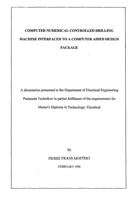 COMPUTER NUMERICAL CONTROLLED DRILLING MACHINE ...