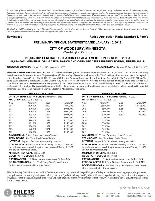 Download Preliminary Official Statement - Ehlers