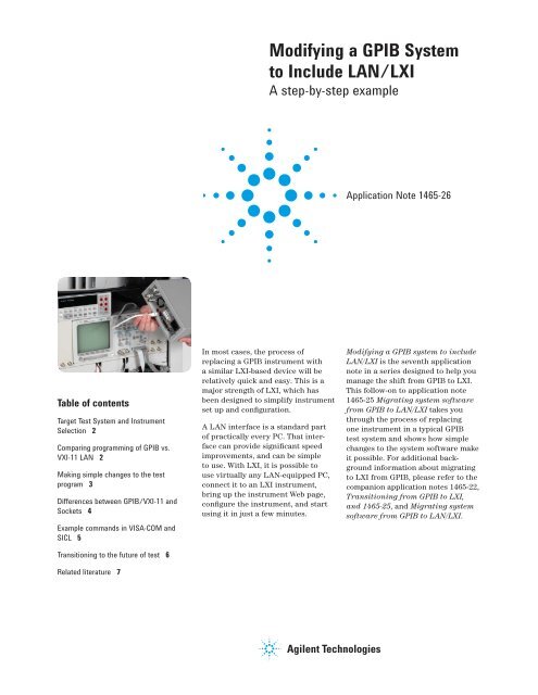 Modifying a GPIB System to Include LAN/LXI - Agilent Technologies