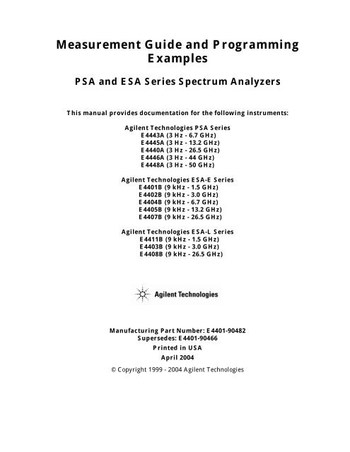 Measurement Guide & Programming Examples - Agilent Technologies