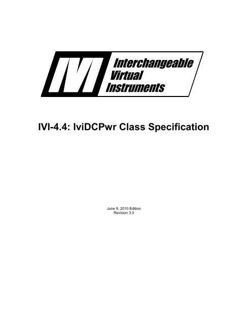 IviDCPwr Class Specification - IVI Foundation