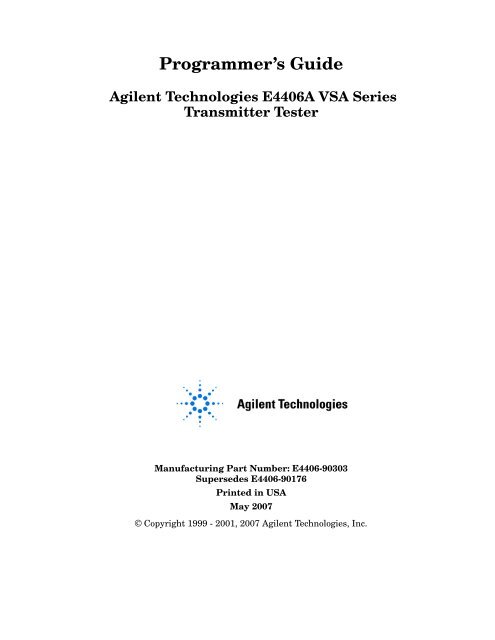 Programmer's Guide - Agilent Technologies