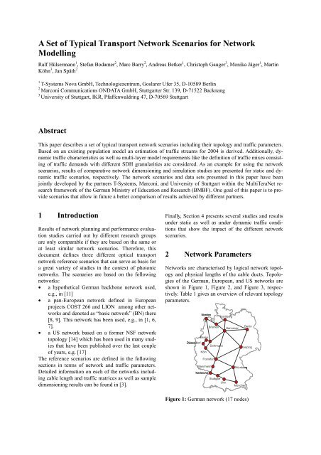 A Set of Typical Transport Network Scenarios for Network Modelling