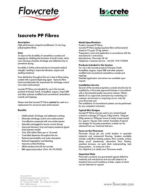 Isocrete PP Fibres - PP Screeds