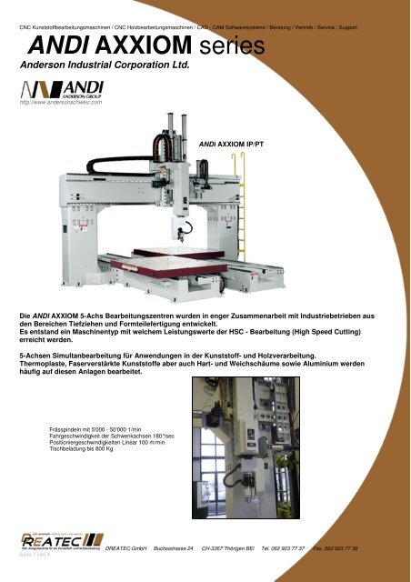 ANDI AXXIOM 1620 IP - CNC Kunststoff