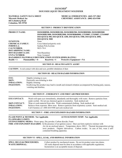 ISOSORB® - Microtek Medical