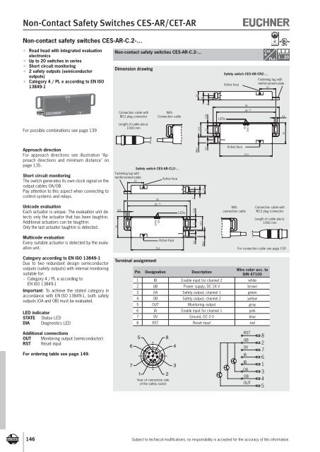 Non-Contact Safety Switches CES-AR/CET-AR - Euchner-USA, Inc.