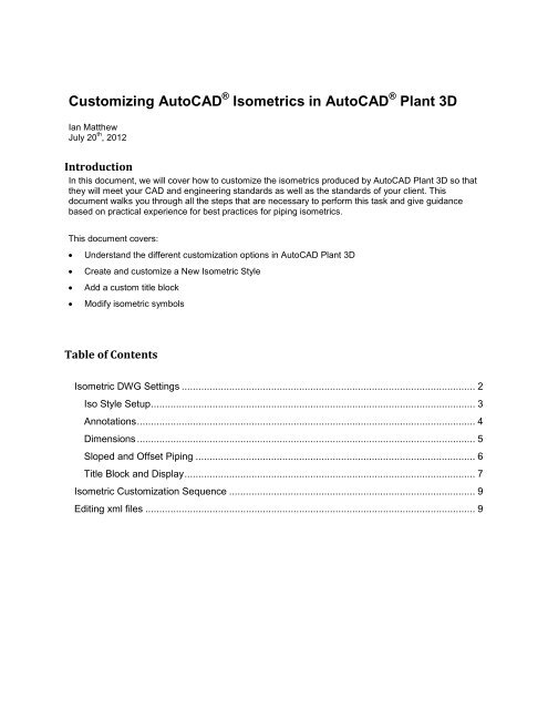 Customizing AutoCAD Isometrics in AutoCAD Plant 3D