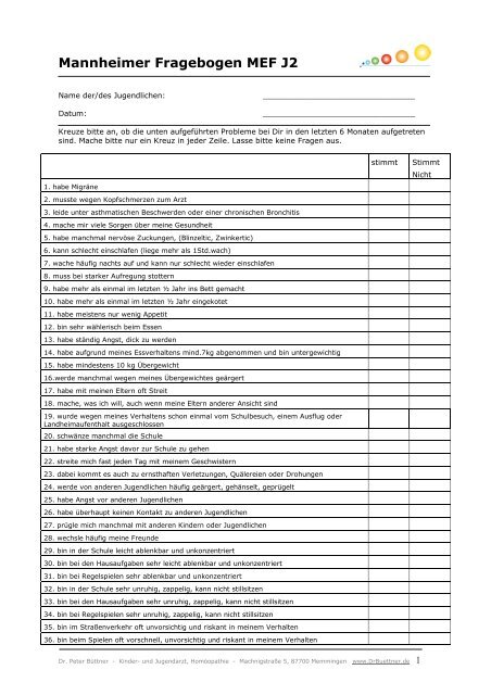 J2 Fragebogen - 16 - 17 Jahre - Kinder- & Jugendärzte im Netz