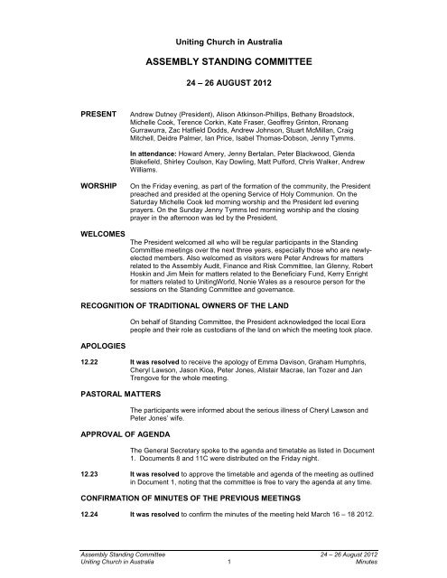 Minutes - National Assembly - The Uniting Church in Australia