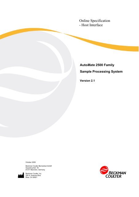 AutoMate 2500 Family - Beckman Coulter