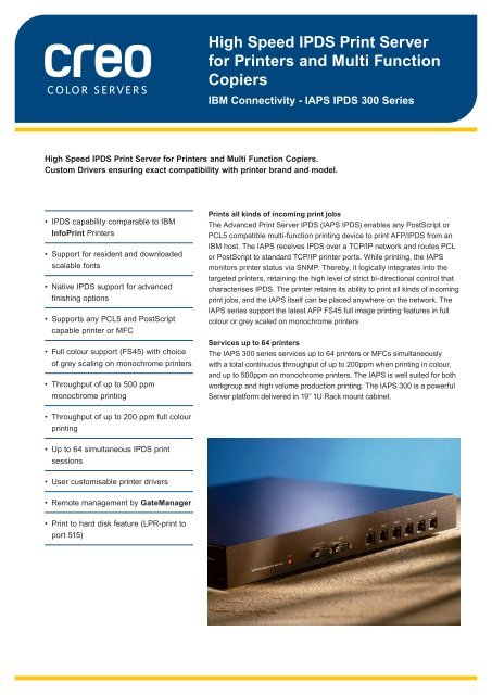 High Speed IPDS Print Server for Printers and Multi ... - Intermate