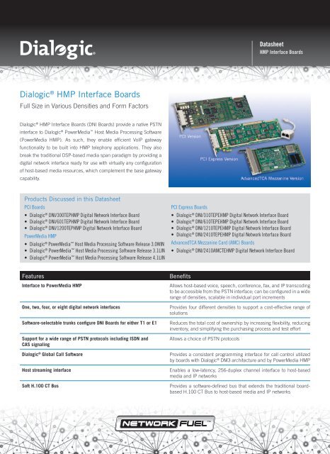Dialogic HMP Interface Boards