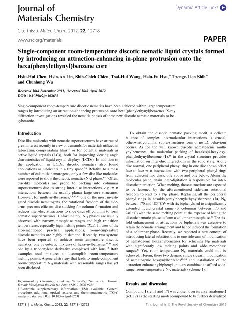 Journal of Materials Chemistry PAPER
