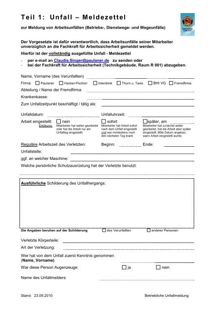 Anlage 3_ Unfall - Meldezettel - Paulaner Materialwirtschaft