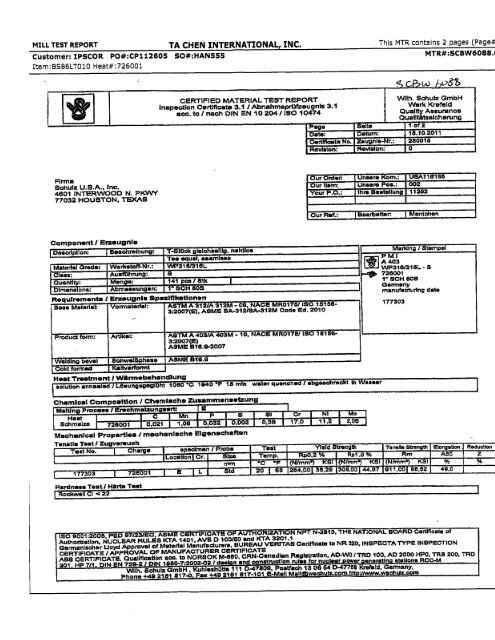 MILL TEST REPORT TA CHEN INTERNATIONAL, INC. This MTR ...